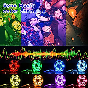 CHARKEE 65.6 ft Bluetooth LED Strip Lights, Sync Music Color Changing LED Lighting Strips, SMD5050 Flexible LED Tape Light with APP/Remote Control, Bluetooth LED Strips Light for Bedroom, Indoor, DIY
