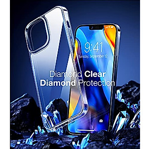 TORRAS Diamond Clear Designed for iPhone 14 Case [Never Yellowing] [Military Grade Anti-Drop] Hard PC Back Flexible Bumper Shockproof Protective Slim Phone Cover 6.1 inch, Clear