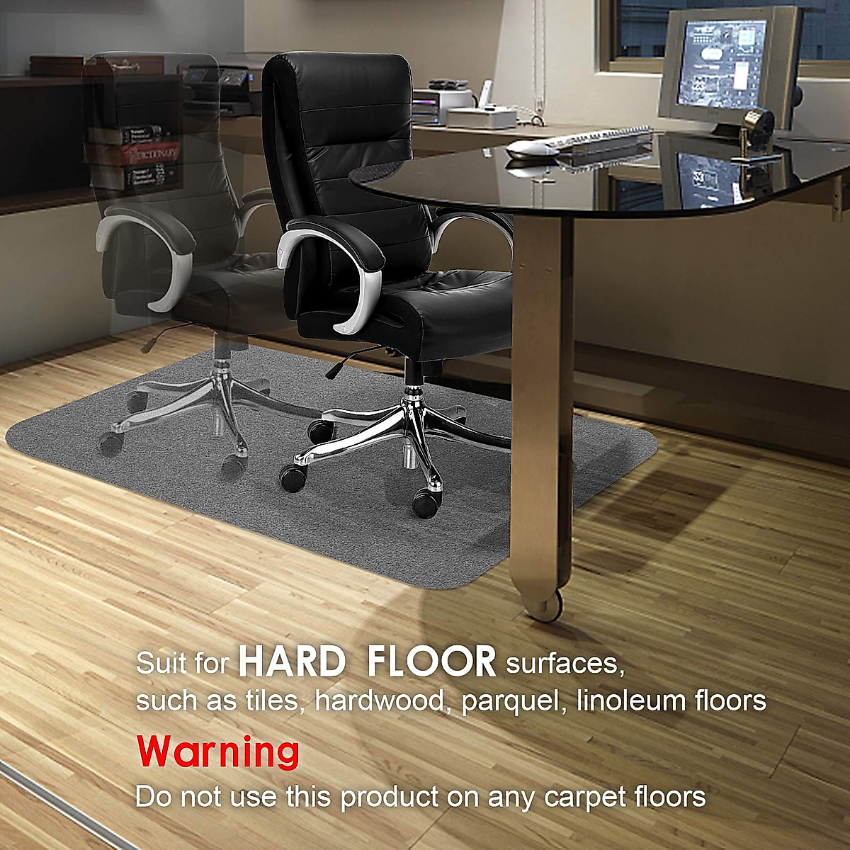 Vicwe Office Chair Mat, 1/6" Thick 56" x 36" Multi-Purpose Low Pile Desk Chair Mat for Hardwood Floor Only, Upgraded Version (Light Gray, 36"x56")