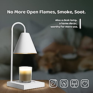 Dimmable Candle Wax Warmer Lamp - Candle Melter Fits YKLarge Jar, Metal Electric Lantern for Scented Candle, Universal Fit Top-Down Candle Melting for Home Decor Valentine's Day Gift,White,2 Bulb