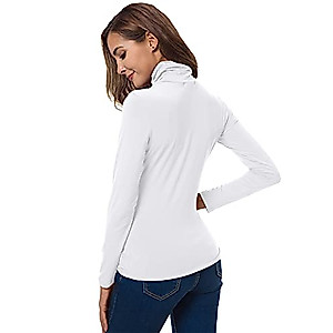 Womens White Turtleneck Tops Long Sleeve Lightweight Slim Active Shirt White Medium