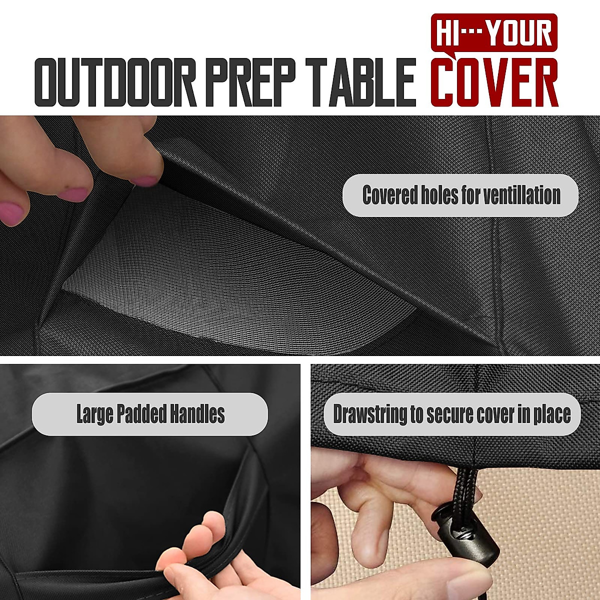 Prep Table Cover, Fits 52 inch Keter Unity XL Portable Outdoor Table,420D Tear-Resistant, UV Resistant, All Weather Protection Waterproof,52"L x 22"W x 36"H