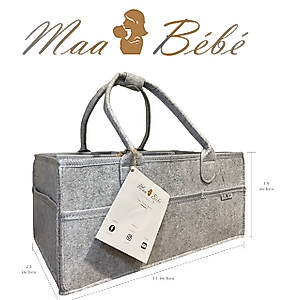 Maa and Bebe Diaper Caddy Organizer – portable storage basket – diaper holder made with handles – easy to carry (Grey)