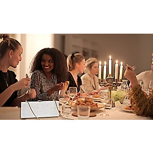 Acrylic Clutch Evening Bag for Women, Long Pearl Acrylic Clutch Handbag for Dinner Party Wedding iPhone White