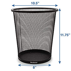 Brookstone [3 Pack Metallic Mesh Wastebasket for Office & Home, Open Top, Under Desk Trash Can, Lightweight & Sturdy Recycling Bin