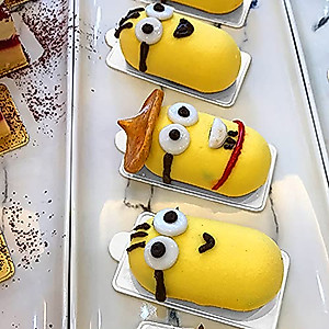 200 Pcs Mini Cake Boards, Silver Mousse Cake Boards Mini Cake Bases Cake Paper Board Plates Cupcake Dessert Displays Tray Cardboard Dessert Board Pastry Base - Grease Proof (Rectangular Cake Boards)