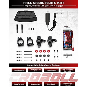 CROBOLL 1:14 Brushless Fast RC Cars for Adults with Independent ESC,Top Speed 90+KPH 4X4 Hobby Off-Road RC Truck,Oil Filled Shocks Remote Control Monster Truck for Boys(Red)