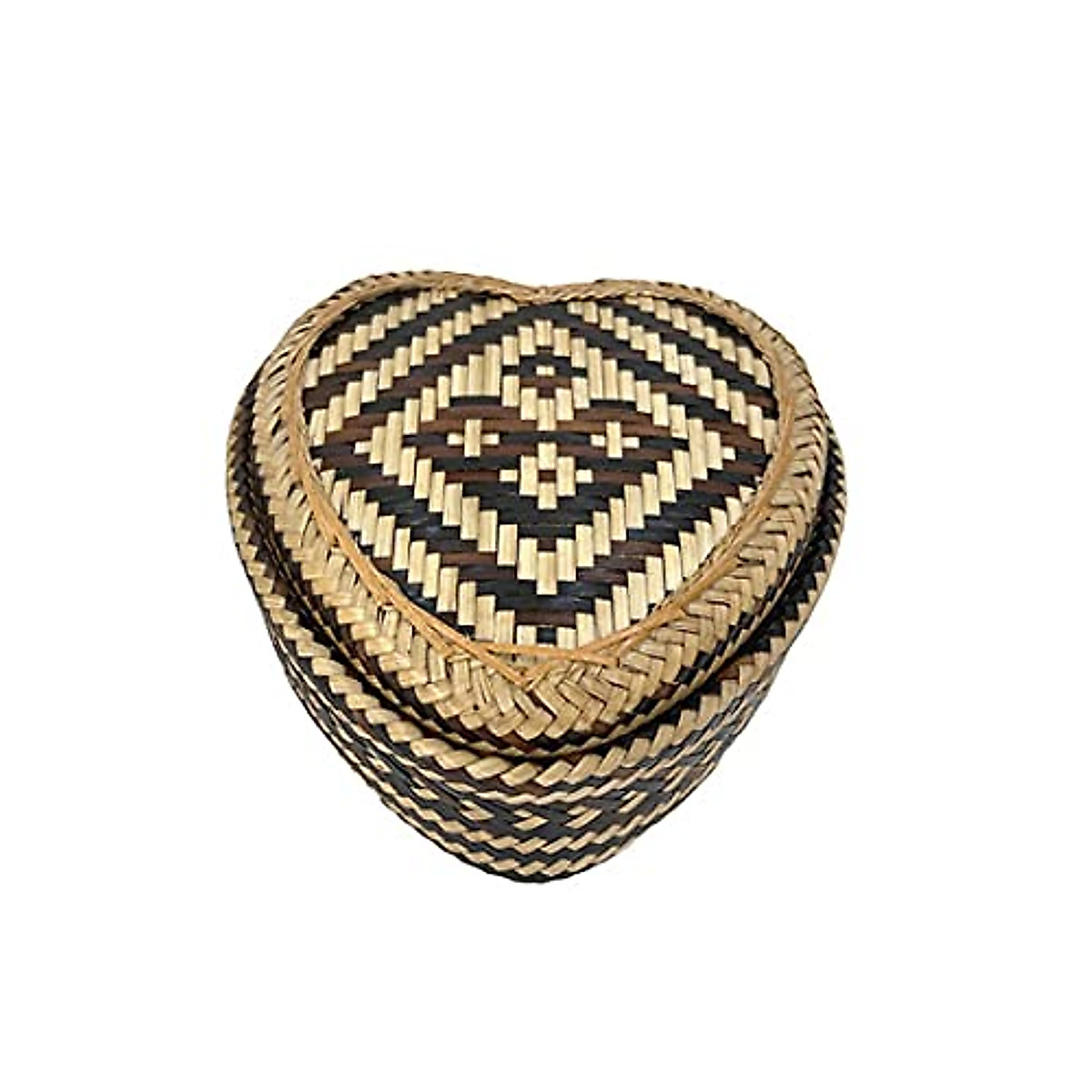 Thai kra-tip sticky rice heart shape (extra small) bamboo basket handmade steamers cookware - 5 inch for home decoration, restaurant or collectible item