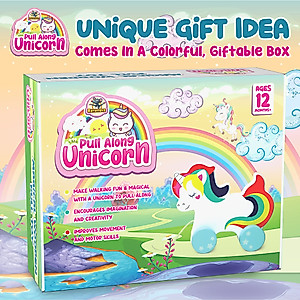 Ratatoys Wooden Toys Unicorn Baby Toy Pull Along for 1 Year Old and Above - H 61 x L 27 Inches, Toddler Boys & Girls, Unique Colorful Design - Improves Movement & Motor Skills, Birthday Party Gift