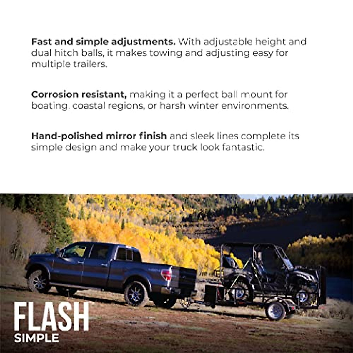 Fastway Flash 42-00-2625 E Series HD Adjustable Aluminum Ball Mount with 6 Inch Drop, 2.5 Inch Shank, and Chrome Plated Balls