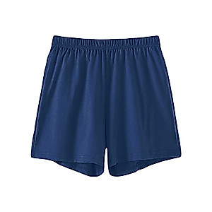Women's Elastic Waist Casual Shorts Lightweight Cotton Simple Loose Short Solid Casual Summer Comfy Home Short Pants (Dark Blue,Medium)