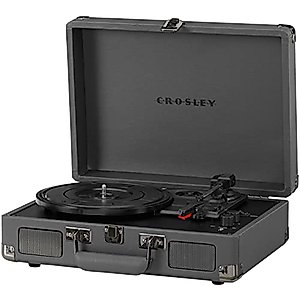 Crosley CR8005F-SG Cruiser Plus Vintage 3-Speed Bluetooth in/Out Suitcase Vinyl Record Player Turntable, Slate