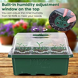 MIXC 10 Set Seedling Trays Seed Starter Kit, 60 Large Cells Mini Propagator Plant Grow Kit with Humidity Vented Domes and Base for Seeds Starting Greenhouse (6 Cells per Tray)
