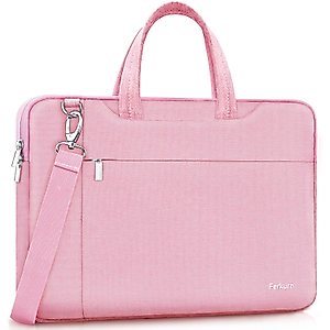 Ferkurn Laptop Bag Case Women Men Computer Sleeve with Shoulder Compatible with HP Envy Pavilion/Inspiron/Thinkpad/Vivobook/MSI/Surface,Waterproof Briefcase with Handle, Pink, 17 17.3 Inch