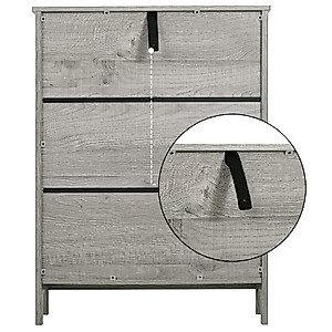 Iwell Storage Cabinet, Floor Storage Cabinet with 2 Adjustable Shelves & 2 Doors, Wooden Shoe Cabinet for Entryway, Office, Living Room, Gray