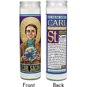Carl Sagan Secular Saint Candle - 8.5 Inch Tall Glass Prayer Votive - Made in The USA