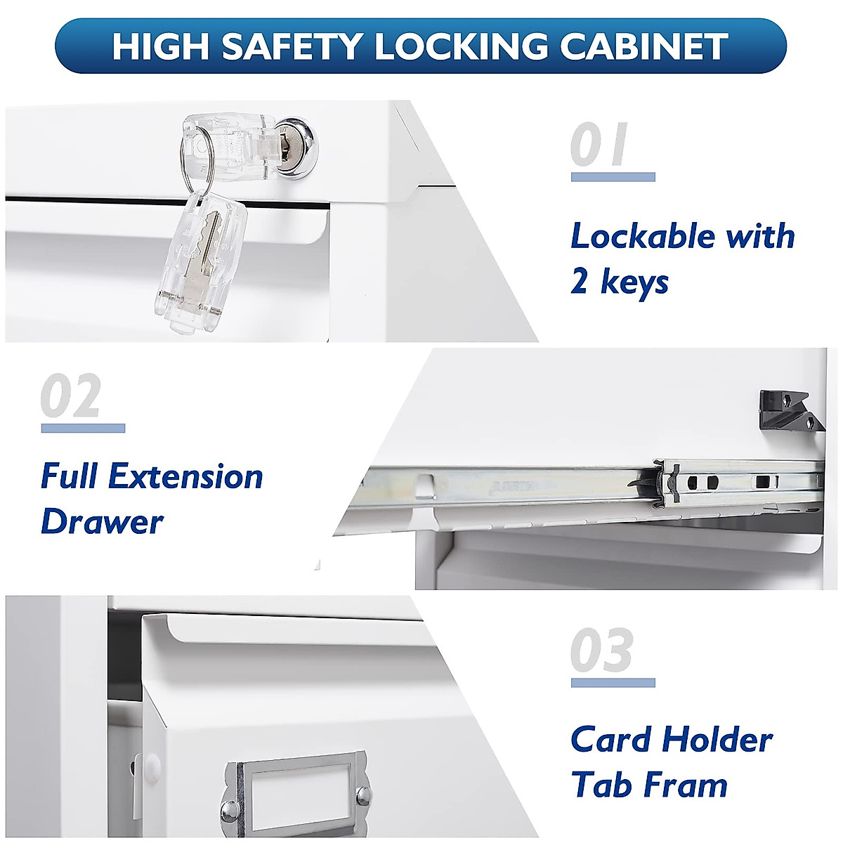 AFAIF 4 Drawer File Cabinet with Lock, Office File Cabinets for Home Office,18" Deep Metal Narrow Vertical Filing Cabinet, White File Cabinet Office Storage Cabinet Organizer fits Letter/Legal Size