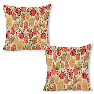 Cute Colorful Pumpkins Throw Pillow Covers 18×18 Pillowcases Set of 2 Autumn Cartoon Linen Decorative Square Pillow Case Cushion Covers Standard Size for Sofa Couch Outdoor Bed Pillow Protectors