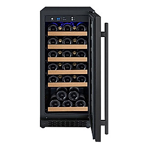Allavino 15" Wide FlexCount II Tru-Vino 30 Bottle Single Zone Black Wine Refrigerator