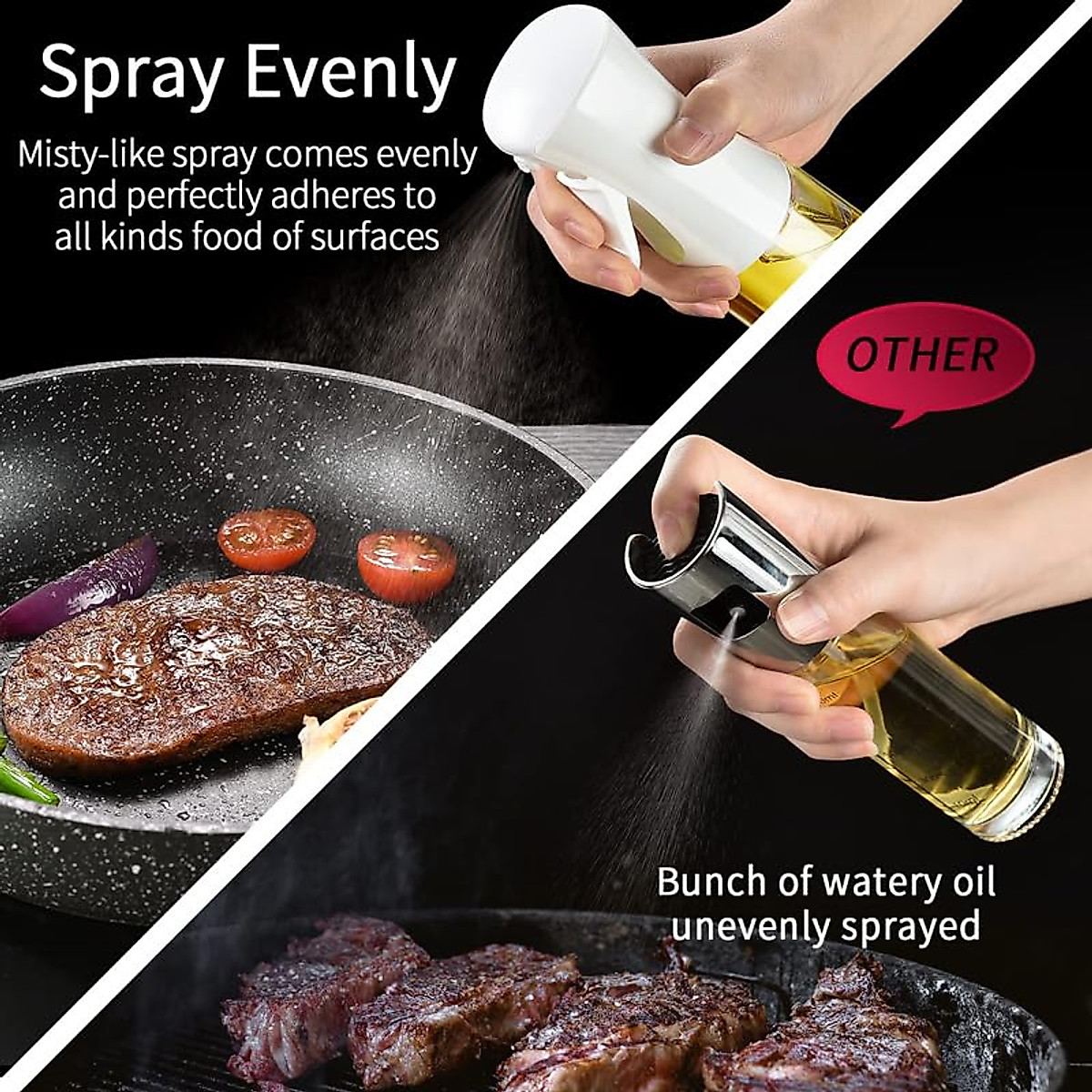 Oil Sprayer for Cooking -200ml Glass Olive Oil Sprayer Mister -Olive Oil Spray Bottle, Kitchen Gadgets Accessories for Air Fryer-Canola Oil Spritzer Widely Used for Salad Making, Baking - Frying, BBQ