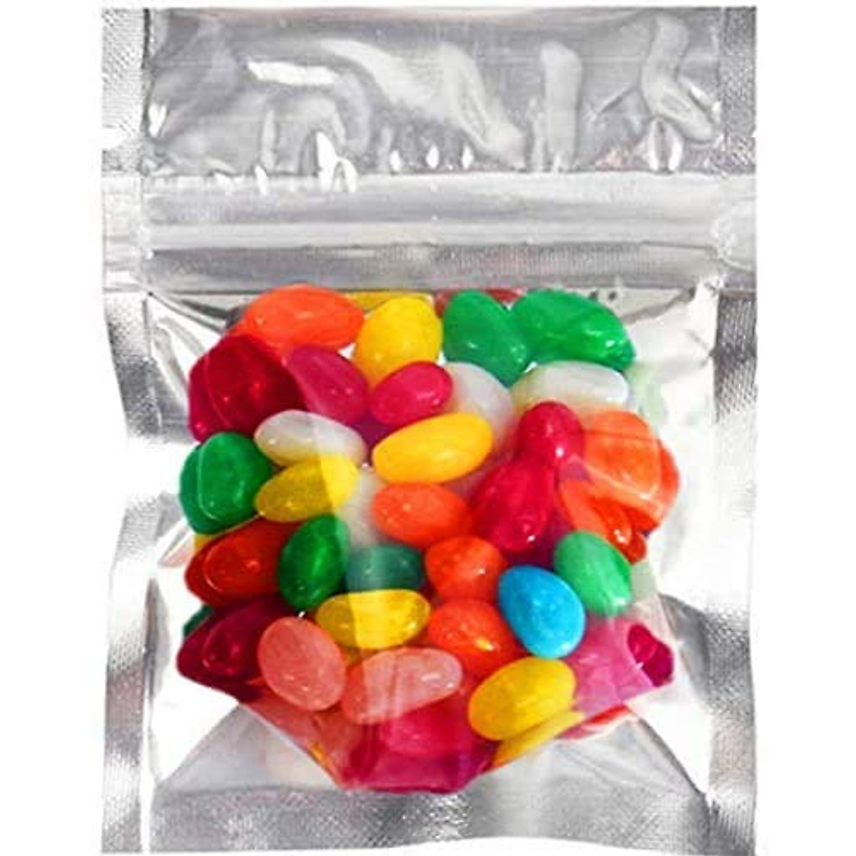 200 Pack Resealable Mylar Bags Smell Proof Pouch Aluminum Foil Packaging Plastic Ziplock Bag,Small Mylar Storage Bags For Bulk Candy,Cookies,Snack Food,Jewelry,3x4 inch(Clear Silver)