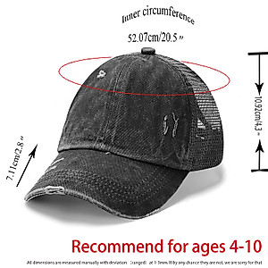 Glitter Distressed Mesh Girls Criss Cross Ponytail Hat for Kids High Messy Bun Ponycap…