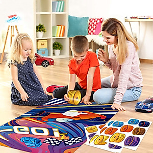 WERNNSAI Pin The Wheels On The Racing Car Game - Race Car Birthday Party Supplies for Boys Kids Two Fast Decorations Poster with 24 Pcs Stickers for Baby Shower Classroom Activities (21" X 28")