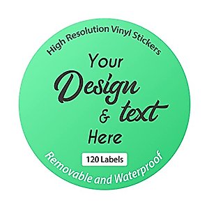 120 Labels Personalized and Custom Design Vinyl Stickers Removable Waterproof UV Resistant Any Shape and Size with Your Logo Text Image
