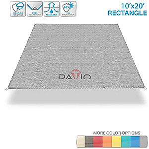 Patio Paradise 10' x 20' Straight Edge Sun Shade Sail, Light Grey Rectangle Outdoor Shade Cloth Pergola Cover UV Block Fabric - Custom 3 Year Warrenty
