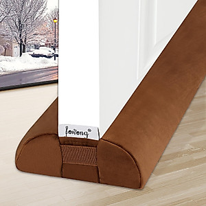 fowong Door Draft Stopper 36 Inch Soundproofing Draft Stoppers Seal for Interior Exterior Doors, Adjustable Window Breeze Blocker, Brown