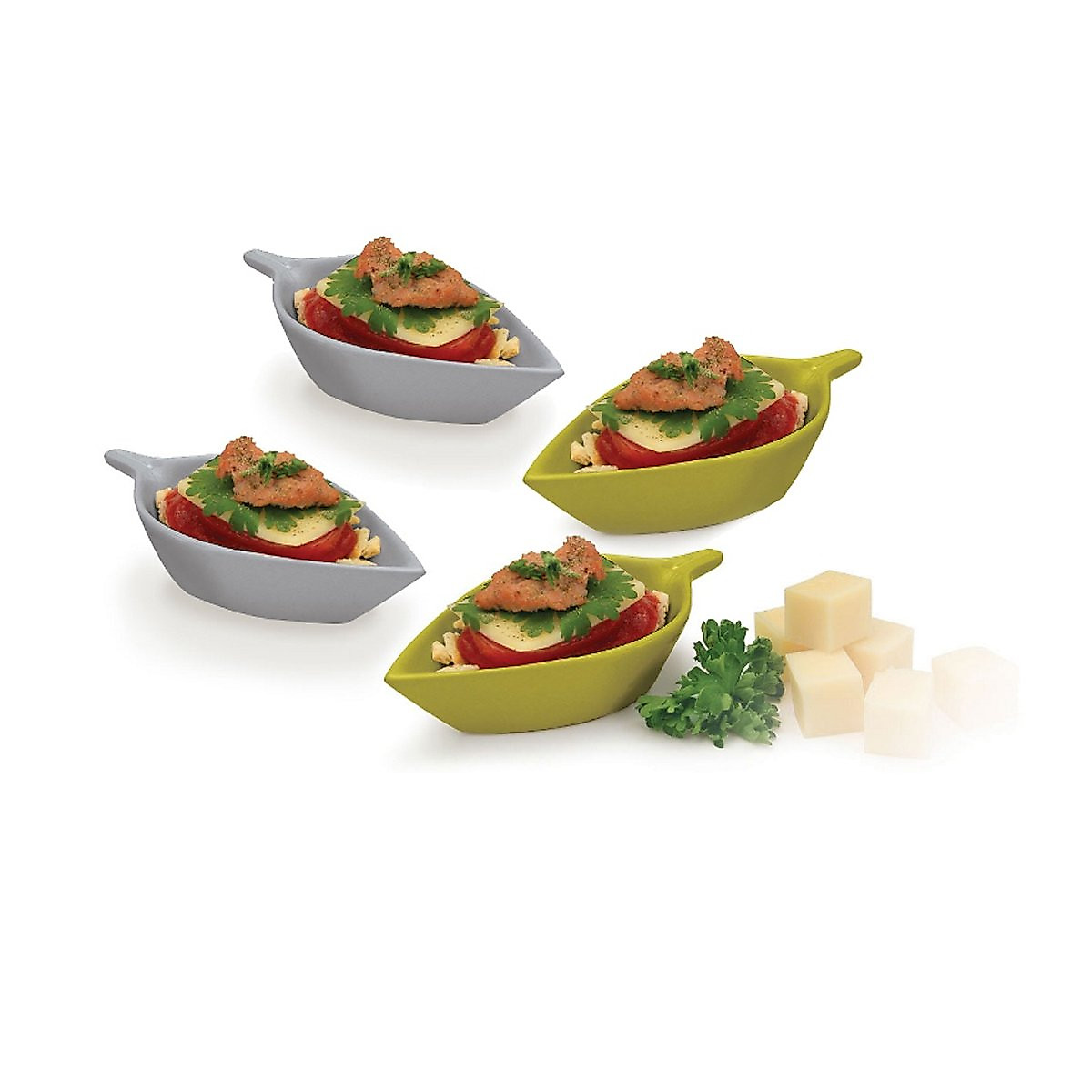 Starfrit Gourmet Ceramic Tapas Spoons Leaf shape, Set of 4