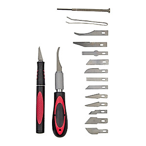 KING 16-pc Hobby Knife Set (3164-0) w/Precision Cutting Blade Assortment, Screwdriver and Twizzers
