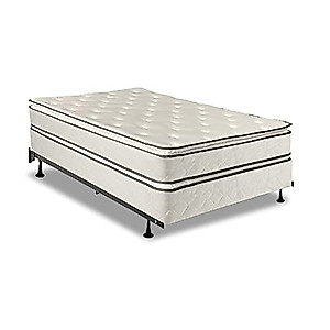 Greaton, 12-Inch Medium Plush Double Sided Pillowtop Innerspring Mattress & 8" Wood Box Spring Set with Frame, King