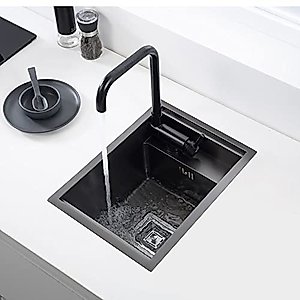oiakus Hidden Stainless Steel Sink, Kitchen Sink Single Bowl, Small Size Bar Sink Workstation, with Folding Tap and Drain Kit, Topmount/Undermount Moun, 45 * 30cm