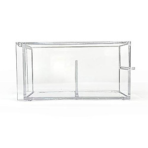 Isaac Jacobs 2-Compartment Rectangular Clear Acrylic Organizer with Lid (6.75" L x 3" W x 3.25" H), Tea Bag Holder, Multi-Sectional Tray, Stackable, Storage Box, for Kitchen, Bathroom, Office & More