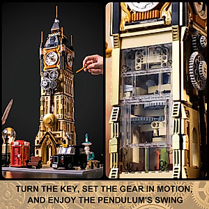 BRICKKK PANTASY Architecture Big Ben Building Set - Steampunk Clock Tower Construction Kit for Adults and Teens, Famous Landmarks London Model, Collectible Building Bricks Toys