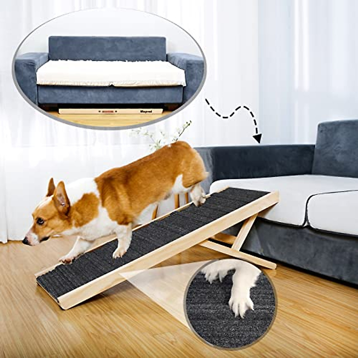 MEPVOL Dog Ramp,Stable Wooden Pet Ramp for Small and Older Animals,43.5 ...