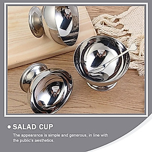 Cabilock Metal Salad Cup 2pcs Stainless Steel s Dessert Cups with Footed for Dessert Ice Cream Fruit Salad Snack Cocktail Condiment Ice Cream Bowl