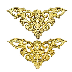 Furniture Decorative Edge Cover Antique Metal Carved Corner Protector for Jewelry Box, Album, Book, Cabinet, Desk etc. 12pcs Gold