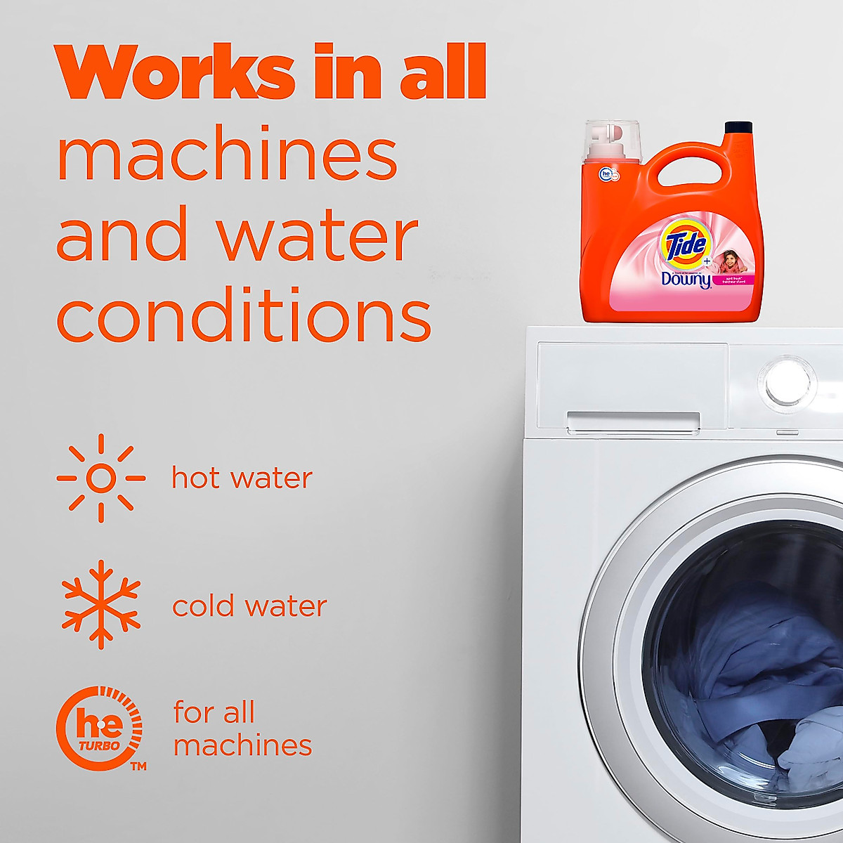 Tide plus Downy Liquid Laundry Detergent Soap, April Fresh Scent, HE Compatible, 94 Loads, 132 fl oz, Tide Laundry Detergent, Liquid Laundry Detergent