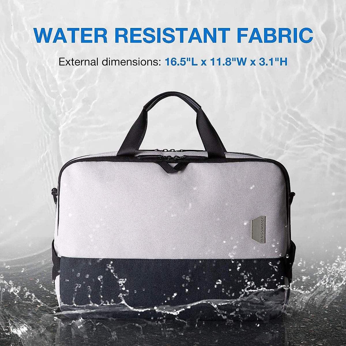 BAGSMART Laptop Bag, 15.6 Inch Computer Bag, Water Resistant Laptop Briefcase, RFID Blocking Messenger Shoulder Bag, Laptop Case for Men, Business, School, Travel, Black