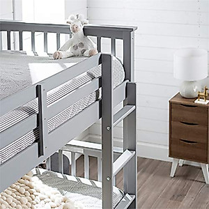 Walker Edison Resende Mission Style Solid Wood Twin over Twin Bunk Bed, Twin over Twin, Grey