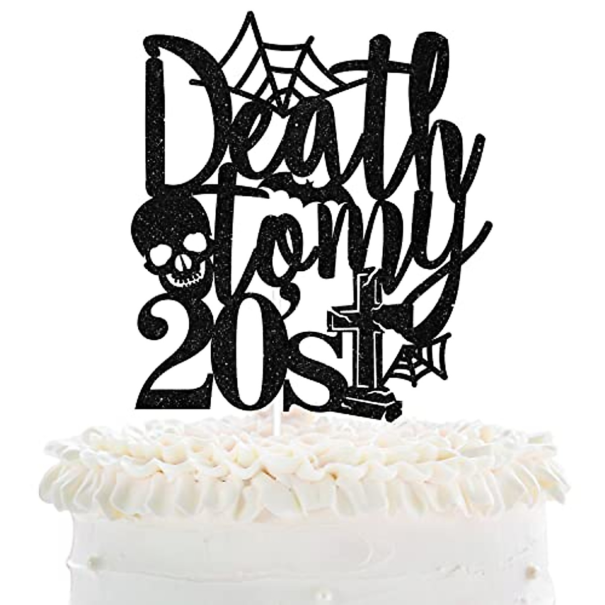 Death To My 20's Happy Birthday Cake Topper - Rip Twenties Happy 30th Birthday Black Glitter Cake Topper - Funny Happy 30th Birthday Party Decorations for Men Women