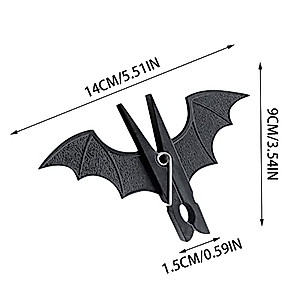 Halloween Clothes Pins, Halloween Bats Clothes Clips, Windproof Clothesline Clips, Black Plastic Clothespins for Hanging Clothes Outdoor (10 PC)