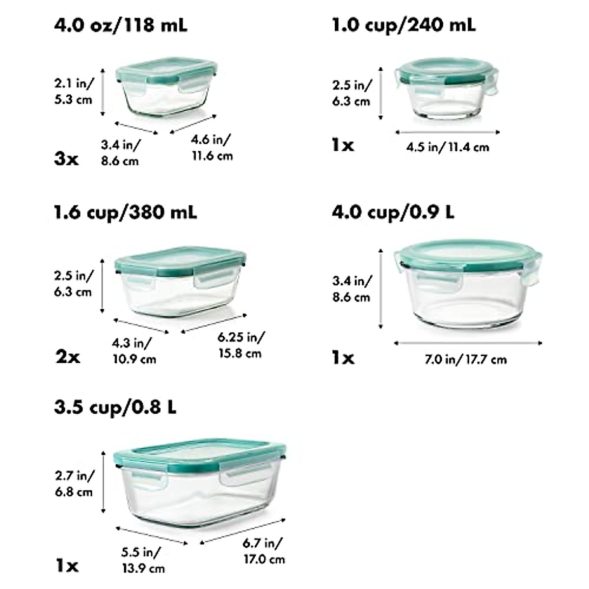 OXO Good Grips 16 Piece Glass Smart Seal Airtight Everyday Container Set