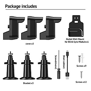 Ayotu Metal Wall Mount for Blink Outdoor 3rd Gen/XT2/XT, Weatherproof Protective Housing and 360 Degree Adjustable Metal Mount with Sync Module 2 Outlet Mount (Camera Not Included, Black)