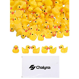 Chalyna 150 Pcs Mini Ducks Yellow Tiny Resin Ducks Bulk Mini Rubber Duckies Figures for Home Prank Game Micro Landscape Aquarium Dollhouse Ornament DIY Terrarium and Handmade School Project