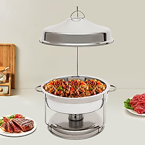 9L Chafing Dish Buffet Set, Round Food Pan, Buffet Servers and Warmers Disposable, Stainless Steel Chafing Dishes with Top Lid