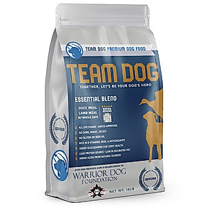 Team Dog Essential Blend Duck & Lamb Dog Food with Whole Oats | Sensitive Stomach Dog Food | Gluten Free, GMO Free, No Corn, Wheat or Soy | All Life Stage Formula (15 lb Dry Dog Food)