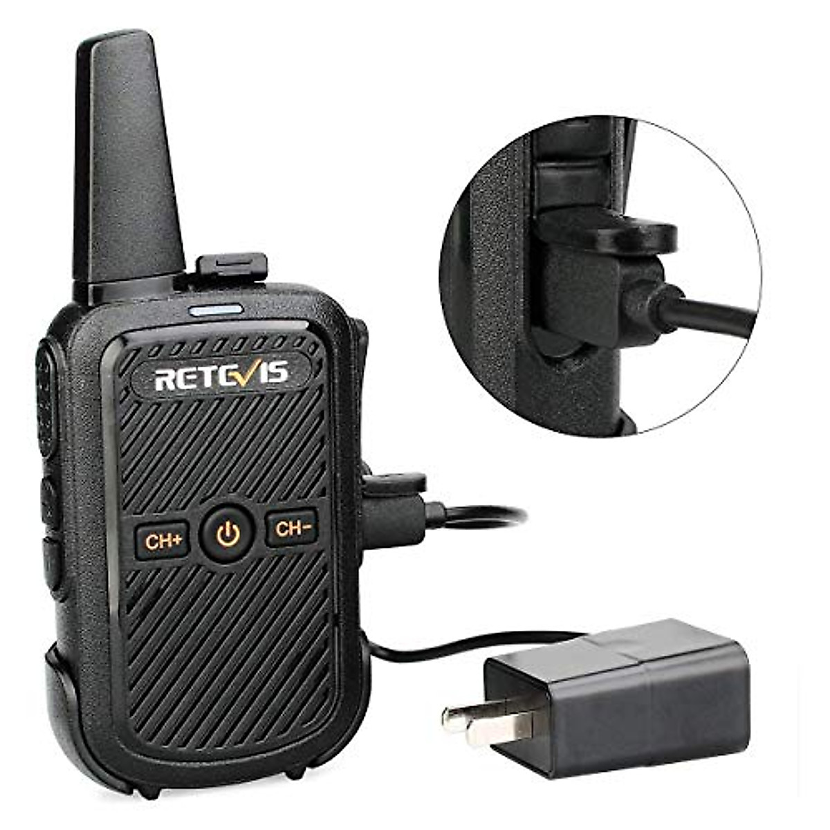 Retevis RT15 Rechargeable Walkie Talkies for Adults,Portable FRS Two-Way Radios Mini,VOX Lock USB Charging,for Outdoor Camping,Family Travel(1 Pack)